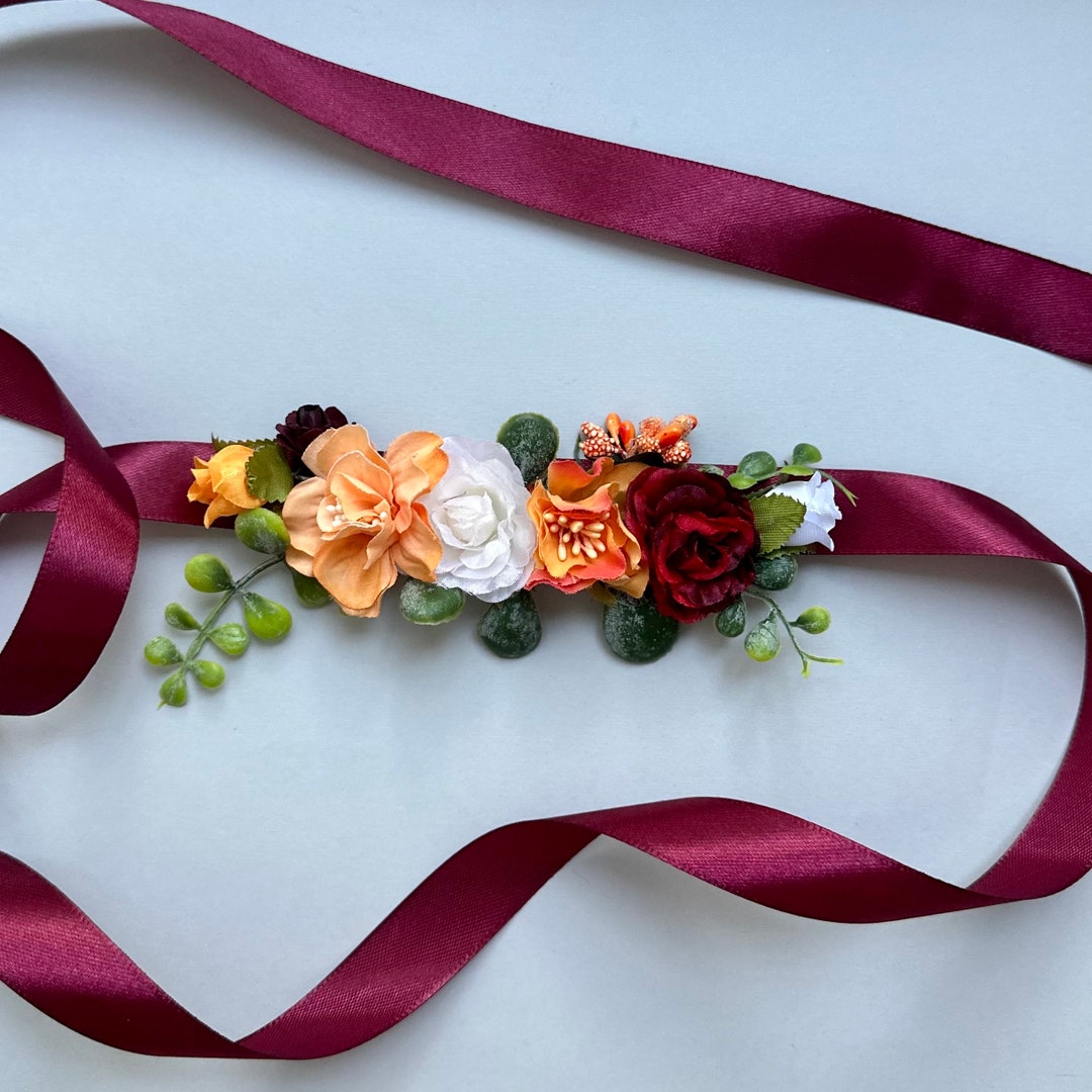 Fall Wedding Sash Satin Belt Autumn Belt Fall Wedding Rust Burgundy ...