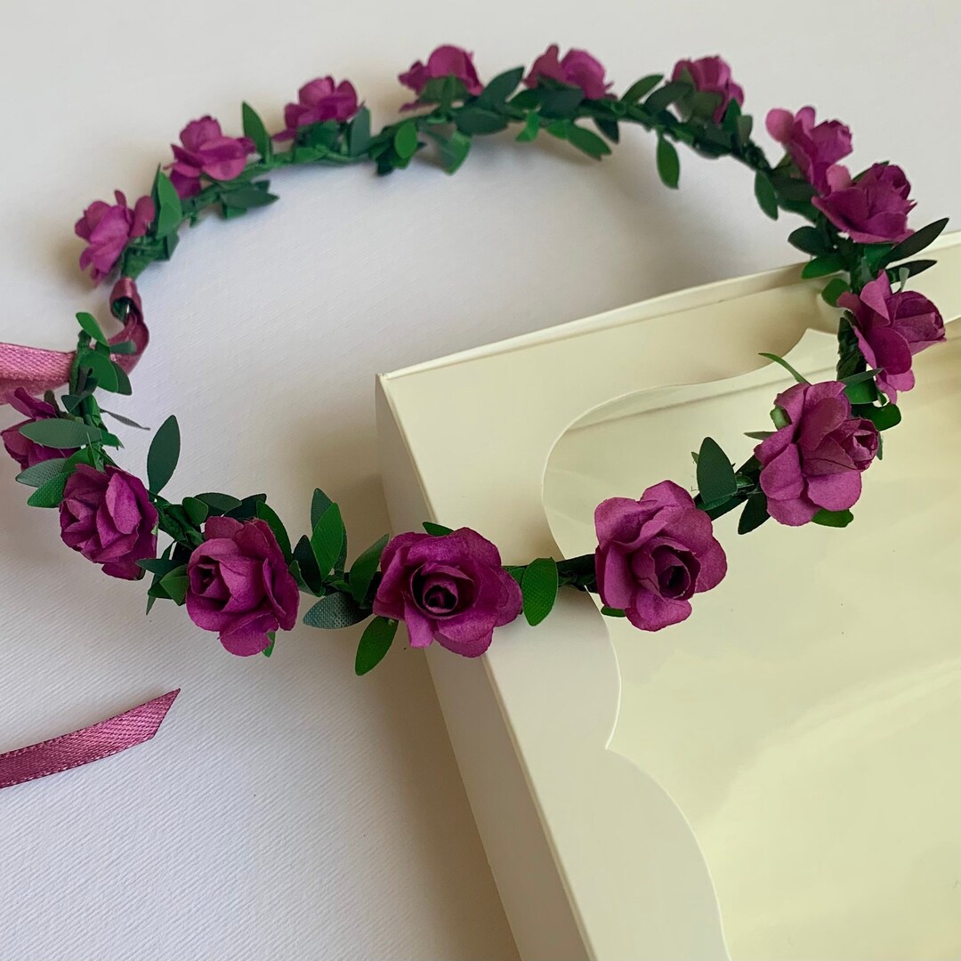 Lilac Rose Flower Crown: Girls Floral Headband, Wedding Tiara - Etsy
