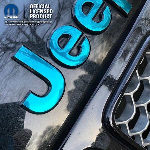 Holographic Sequins Jeep Emblem Sticker Decal, Wrangler JK, TJ, JL ...