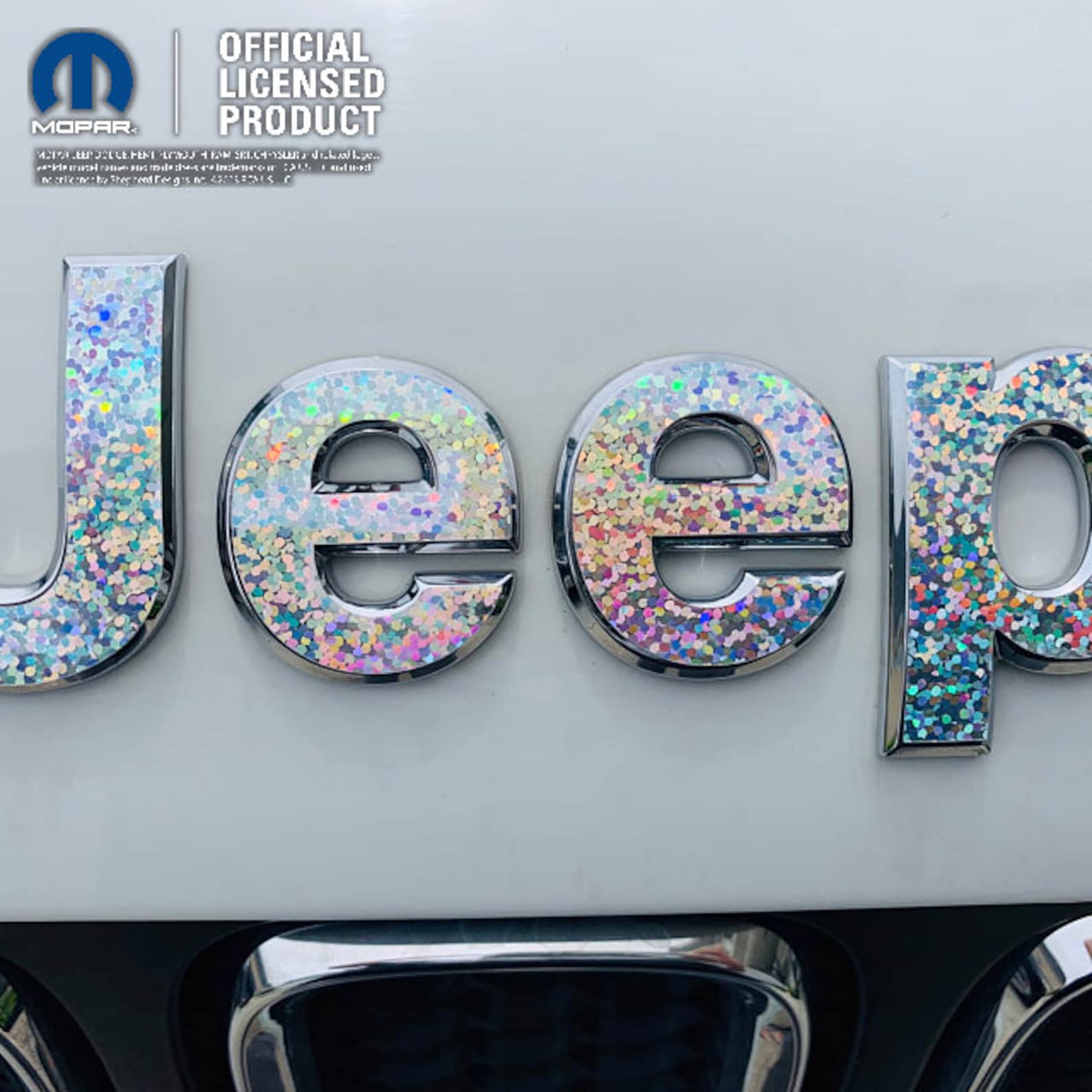 Holographic Sequins Jeep Emblem Sticker Decal, Wrangler JK, TJ, JL ...