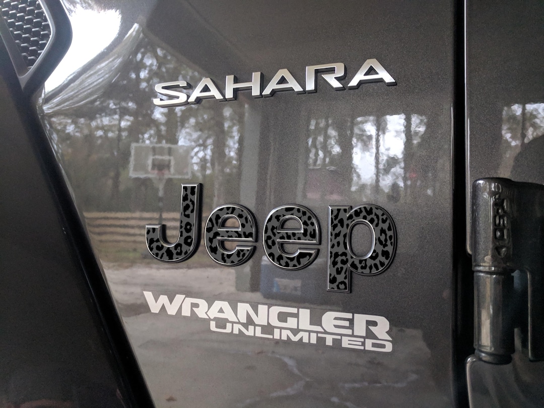 Black Leopard Print Jeep Emblem Sticker Decal, Wrangler JL, Gladiator ...