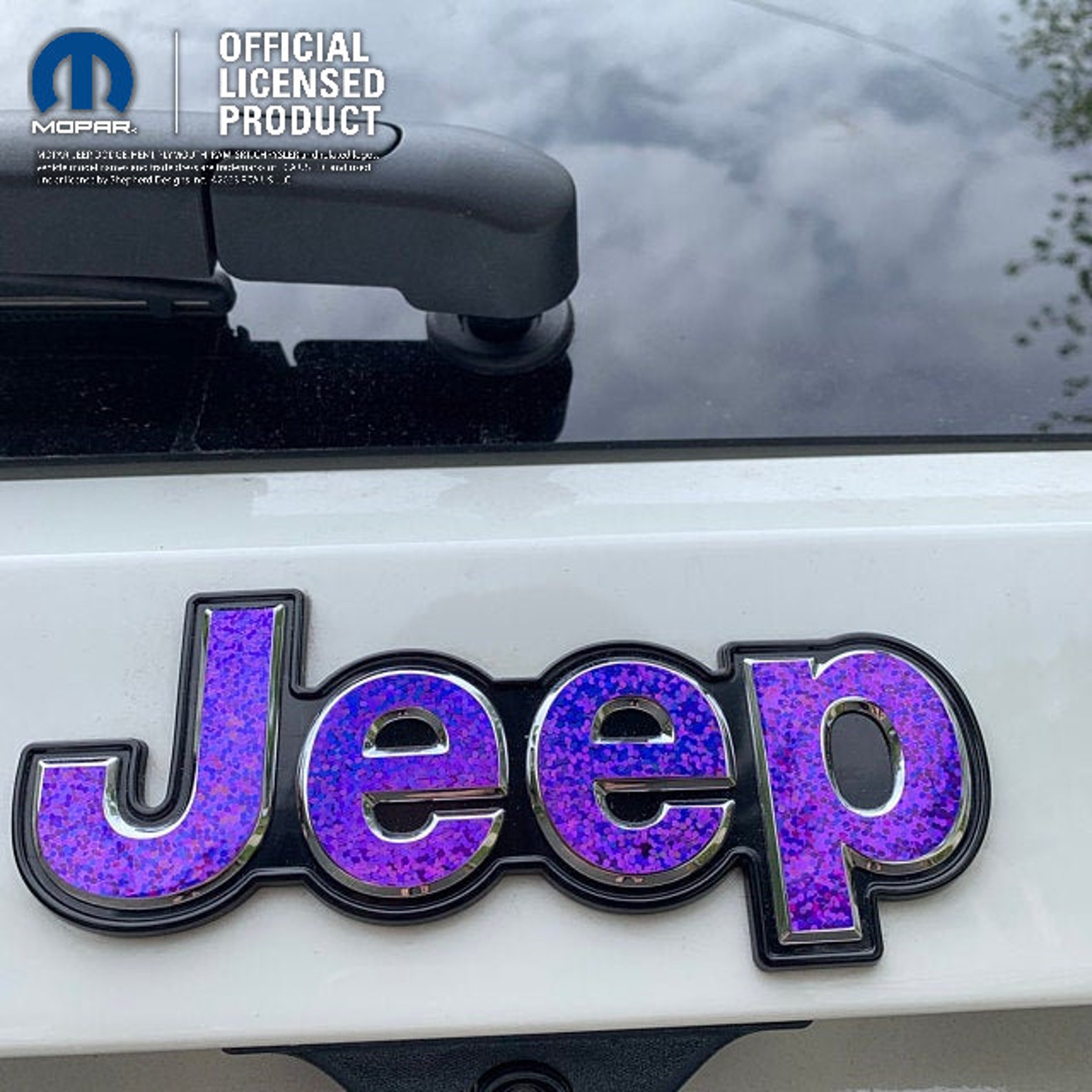 Holographic Sequins Jeep Emblem Sticker Decal, Wrangler JK, TJ, JL ...