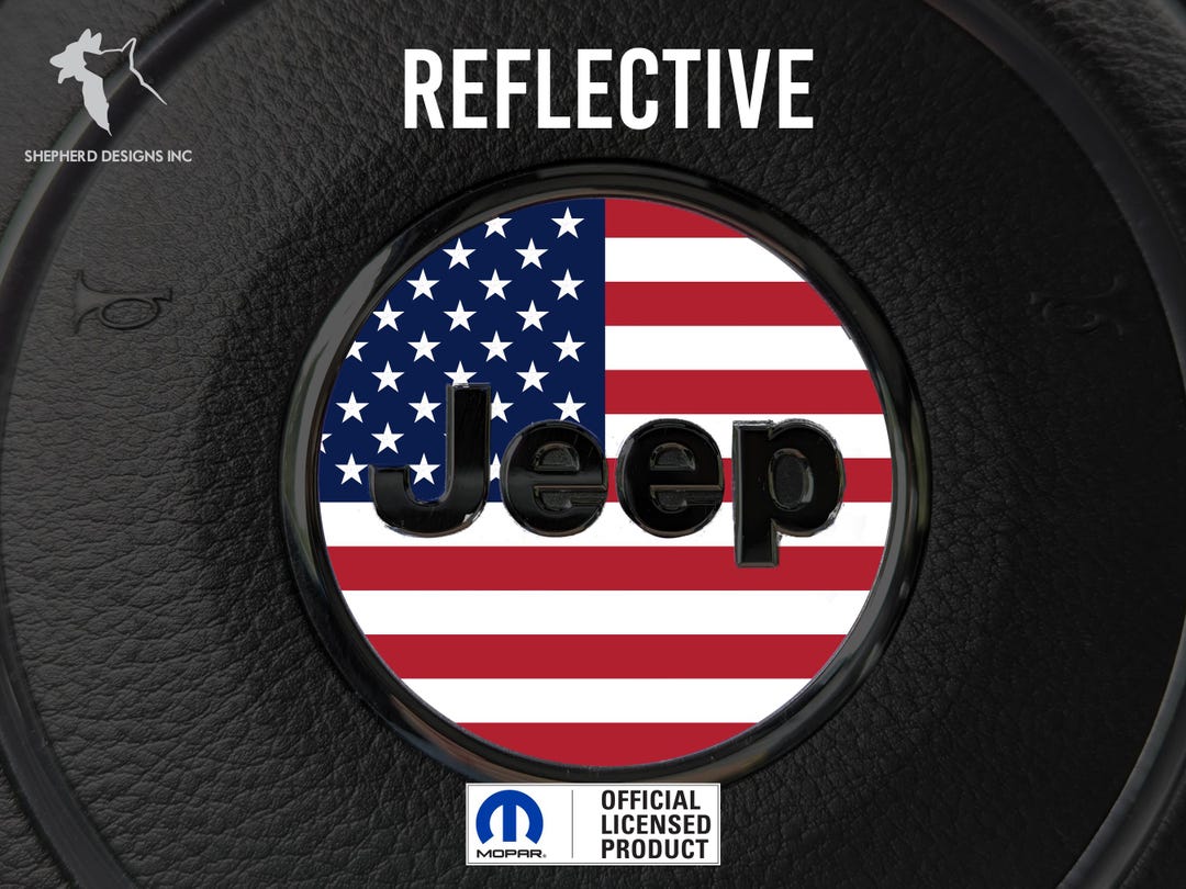 Reflective American Flag Jeep Steering Wheel Decal: Grand Cherokee ...