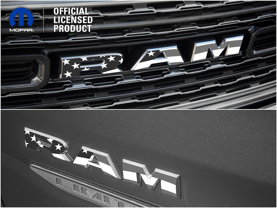 2019-2026 RAM 1500 Grille Tailgate American Flag Black Emblem Decal ...