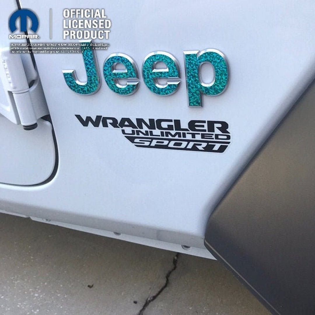 Holographic Sequins Jeep Emblem Sticker Decal, Wrangler JK, TJ, JL ...