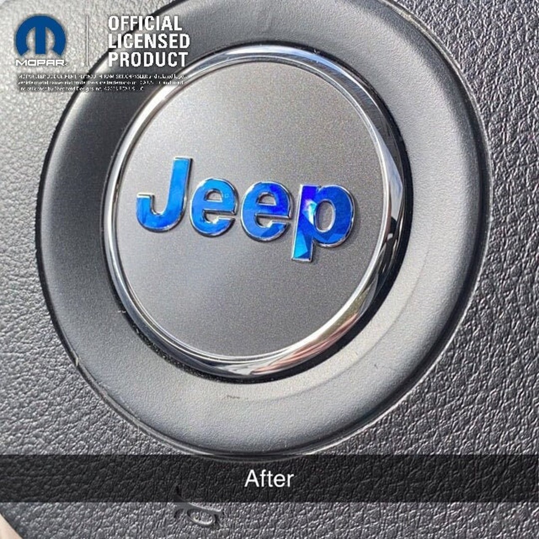 Steering Wheel Crystal Holographic Jeep Emblem Sticker Decal, Wrangler ...