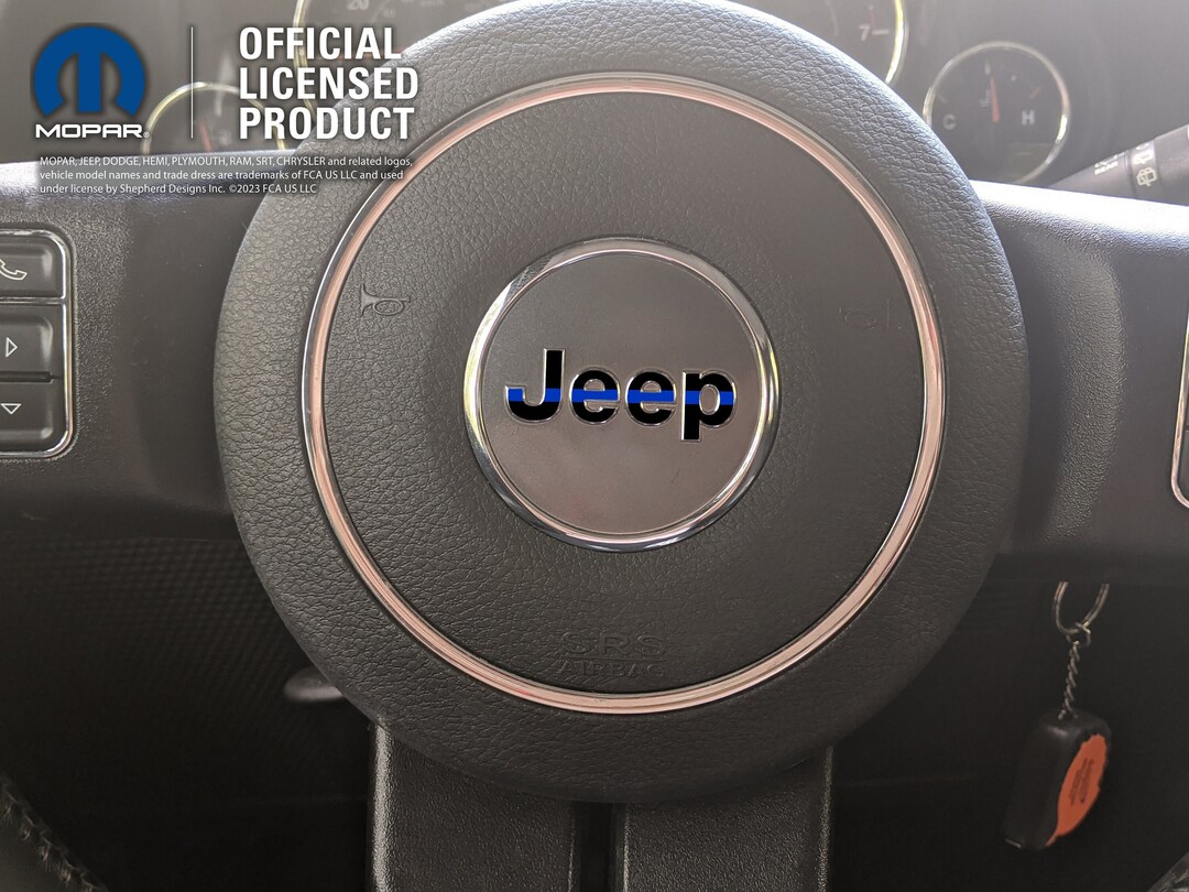 Solid Thin Blue Line Jeep Steering Wheel Sticker Decal, Wrangler JK, TJ ...