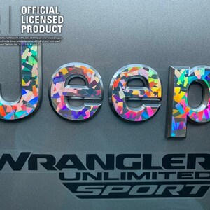 Crystal Holographic - Jeep Wrangler JK JKU Grill Emblem Overlay Sticker ...