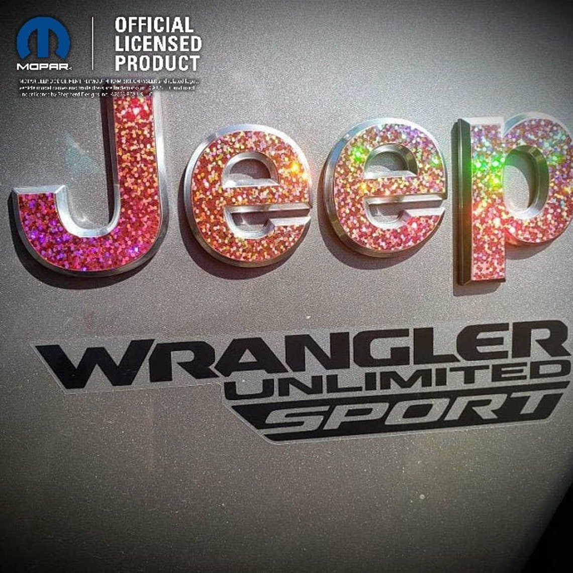 Holographic Sequins Jeep Emblem Sticker Decal, Wrangler JK, TJ, JL ...