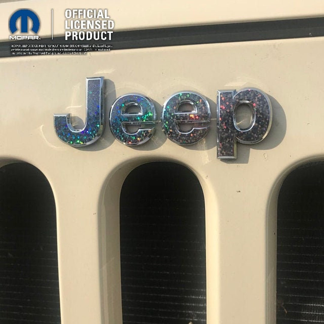 Holographic Sequins Jeep Emblem Sticker Decal, Wrangler JK, TJ, JL ...