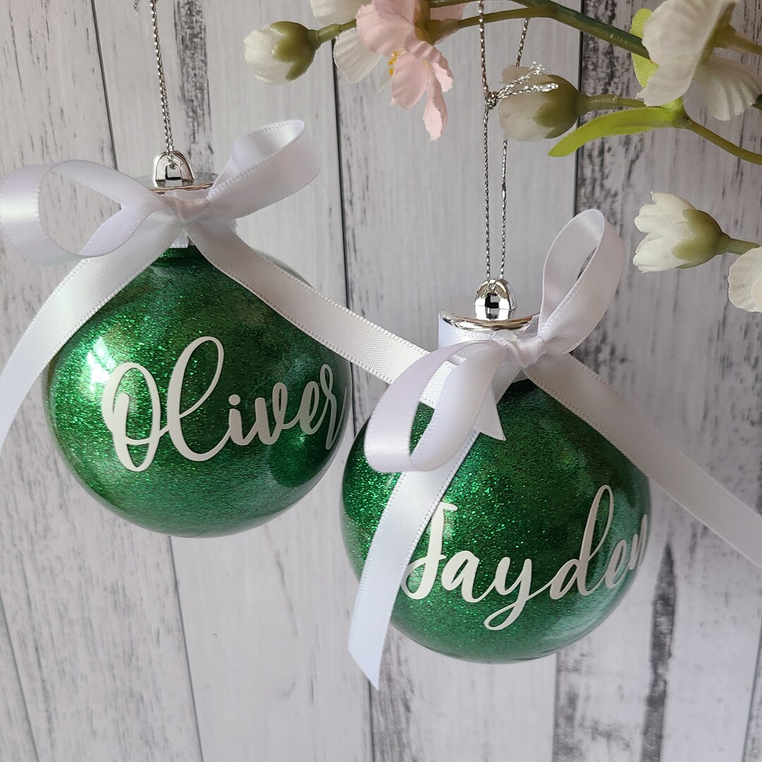 Personalised Christmas Bauble / Christmas Glitter Baubles ...