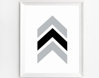 Grey chevron art | Etsy