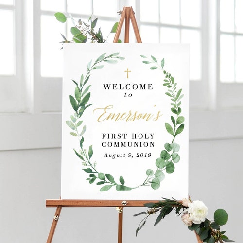 First Communion Sign Holy Communion Decorations Welcome | Etsy