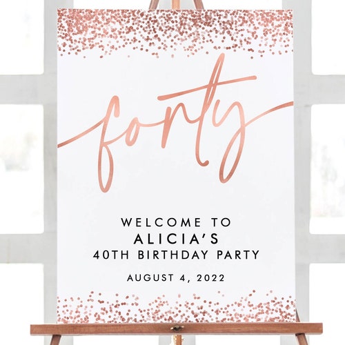 Rose Gold Decorations 40th Birthday Printable 40 Birthday - Etsy