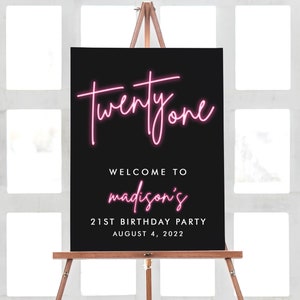 Glow Birthday Party Twenty One Neon Party Decorations, 21st Birthday ...