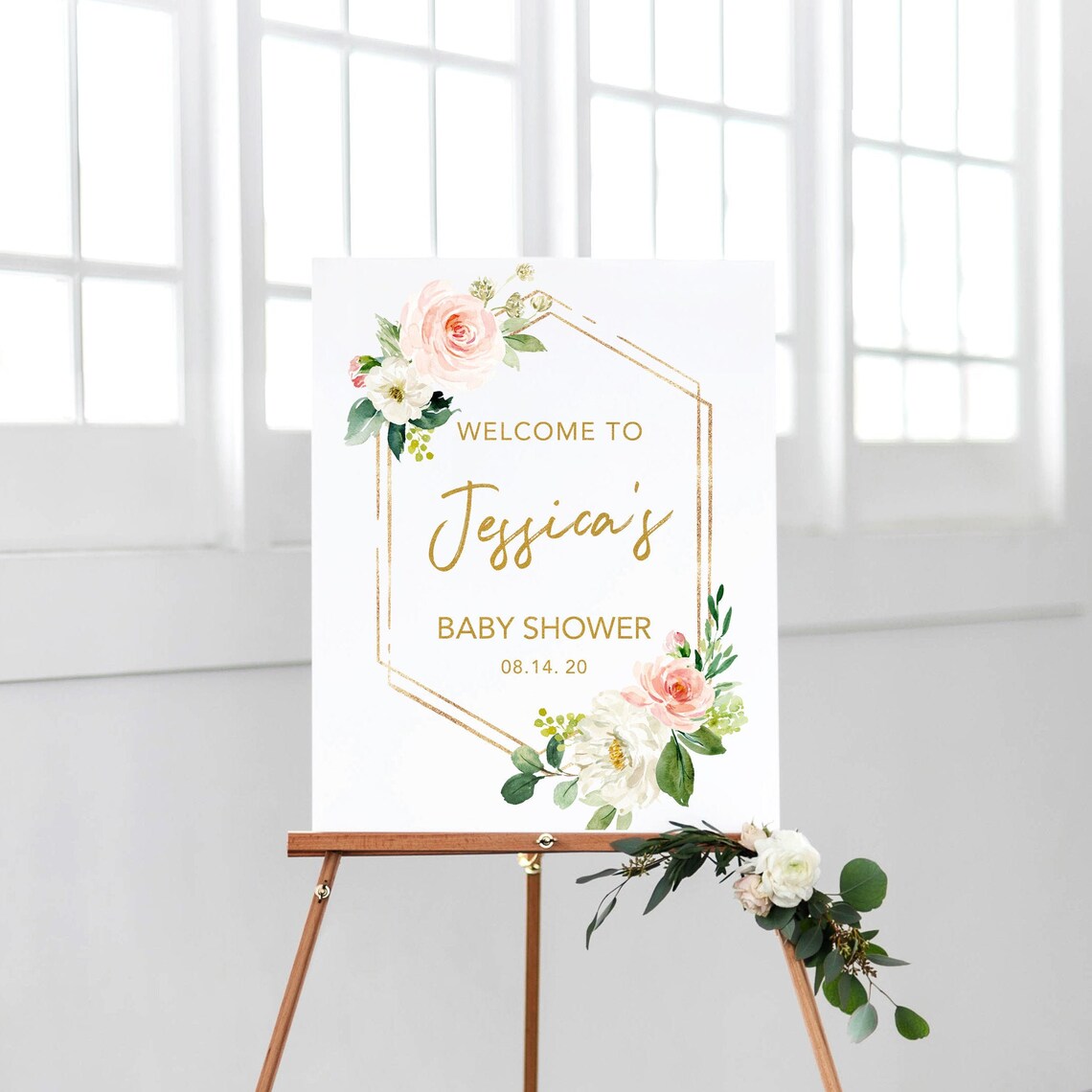 Welcome Baby Shower Sign Printable, Floral Baby Shower Decorations ...