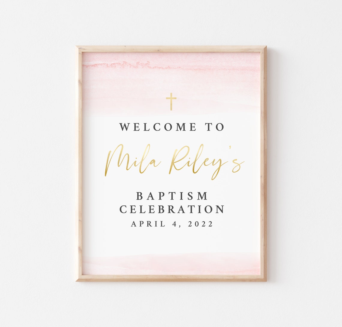 Baptism Decorations, Rustic Baptism Decor, Welcome Baptism Watercolor ...