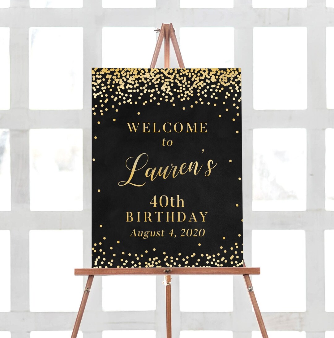 Birthday Welcome Sign Printable, 40th Birthday Party Decorations ...