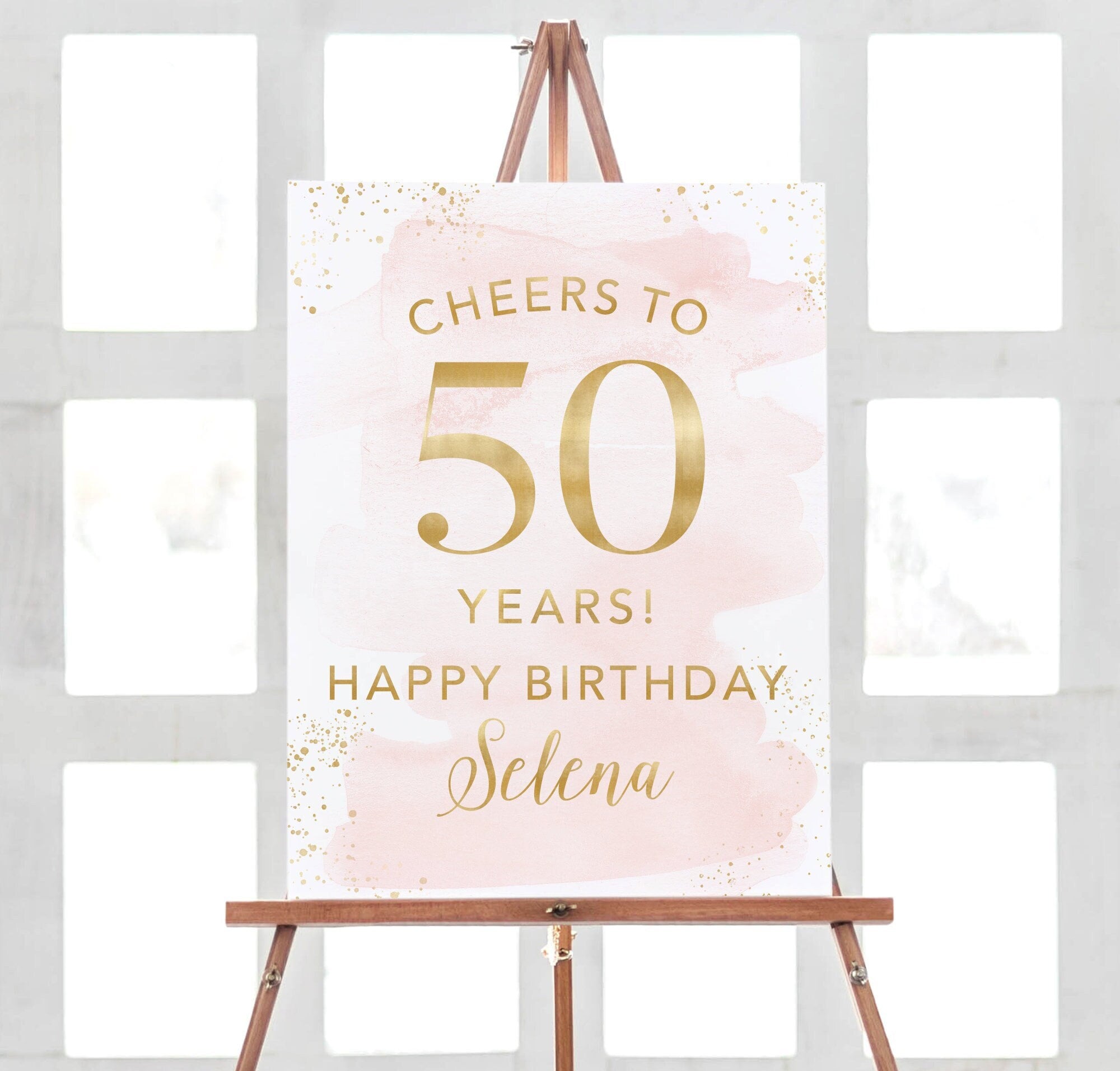 Happy Birthday Sign, Cheers to 50 Years Sign, 50th Birthday Party ...