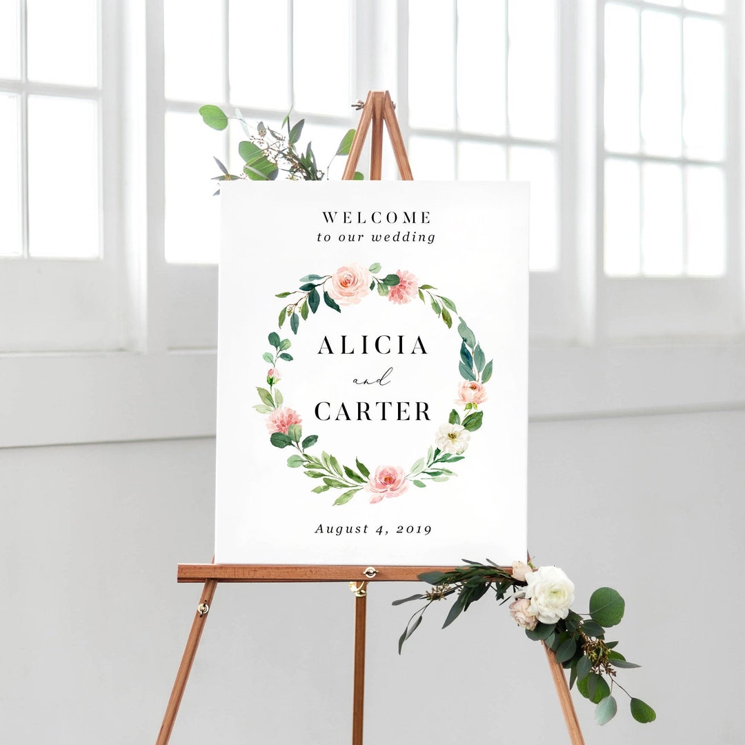Wedding Welcome Sign Printable, Wedding Decorations, Floral Wedding ...
