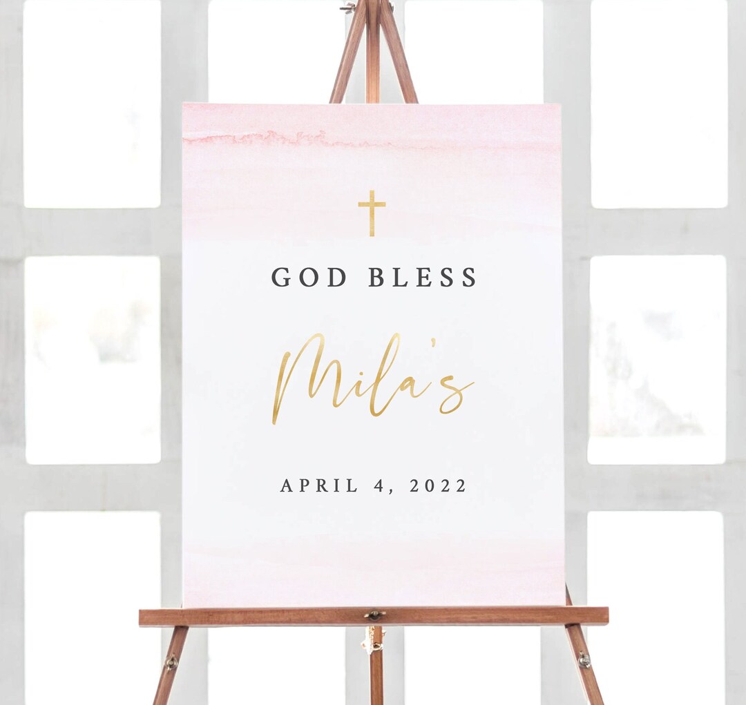 God Bless Sign, First Communion Decorations, Custom Communion Poster ...
