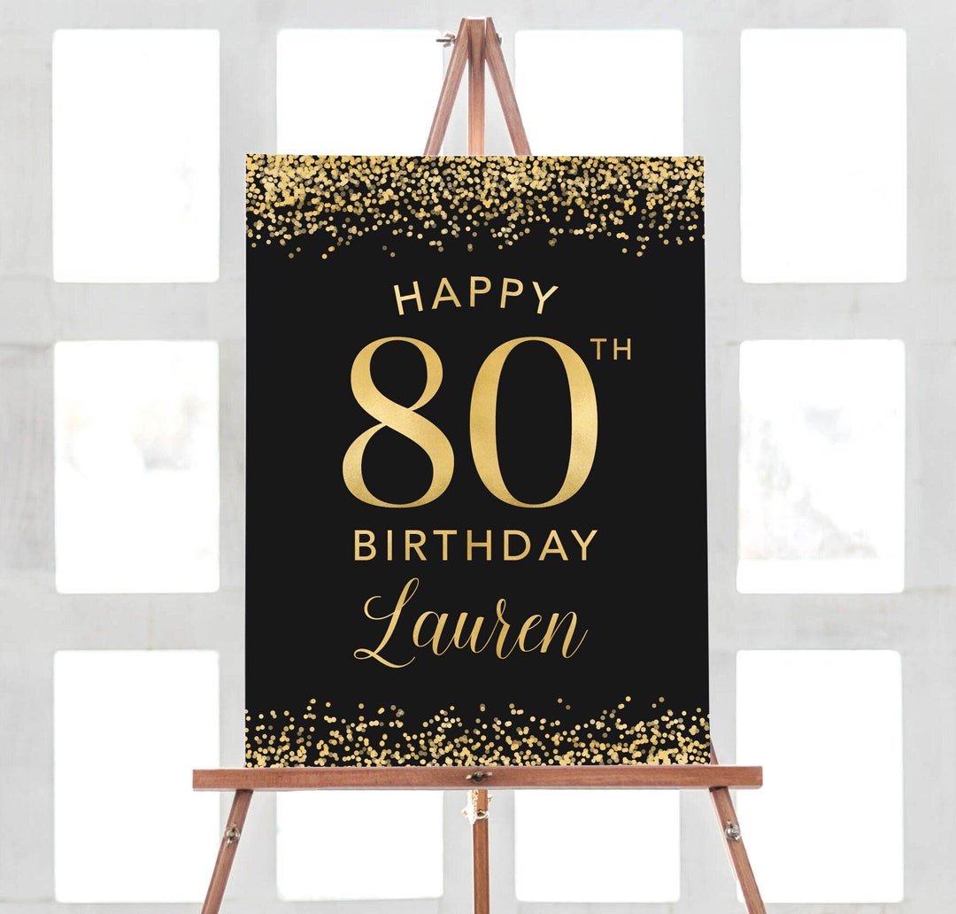 Happy Birthday Decorations Sign, Birthday Party Sign, Cheers to 80 ...
