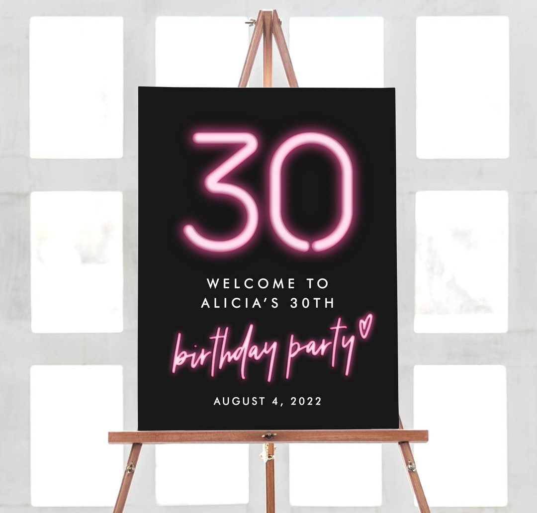 30th Birthday Decorations Sign, Neon Birthday Party, Custom Birthday ...