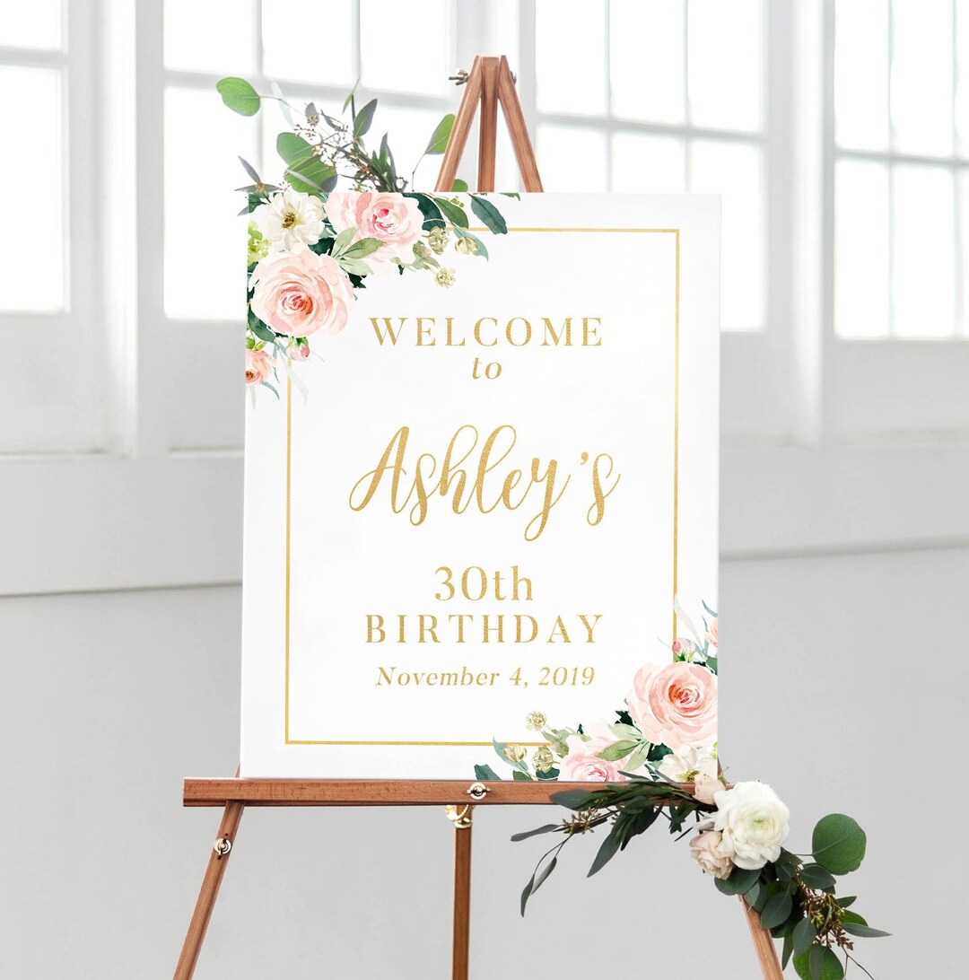 Birthday Party Sign, 30th Birthday Party Decorations, Floral Birthday ...