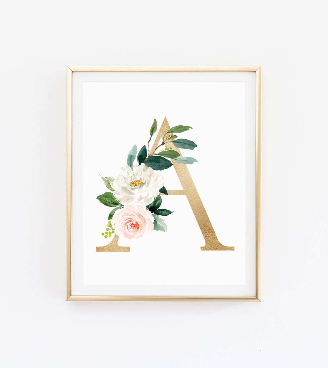 Flower Letter, Initial Wall Art, Gold Nursery Letter, Boho Monogram ...