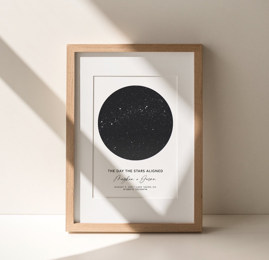 Custom Star Map by Date, Custom Night Sky Print, Personalized Stars ...