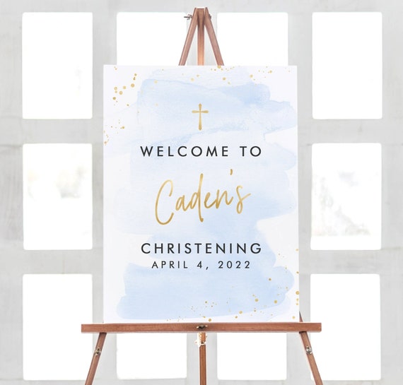 Christening Decorations Welcome Christening Sign Watercolor - Etsy