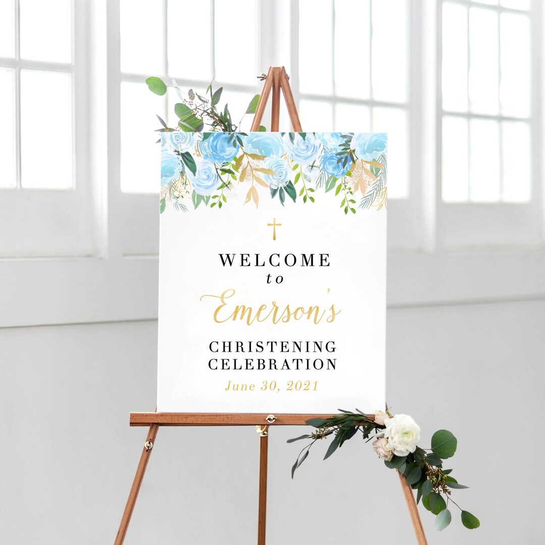 Welcome Christening Party Decorations, Floral Christening Decoration ...