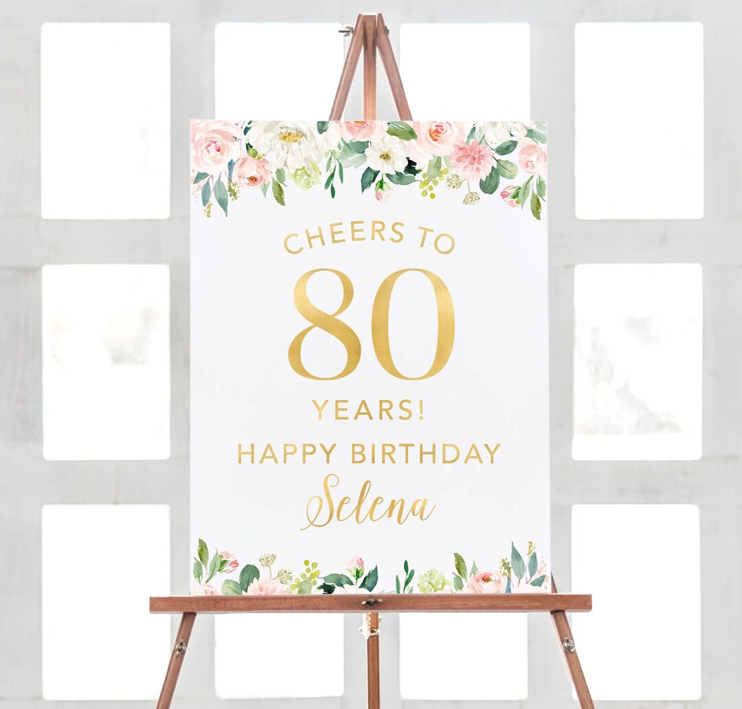 Cheers to 80 Years Sign, 80th Birthday Party Decorations, Happy ...