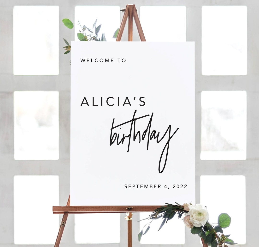 Welcome Birthday Sign Printable, Minimalist Birthday Party Decorations ...