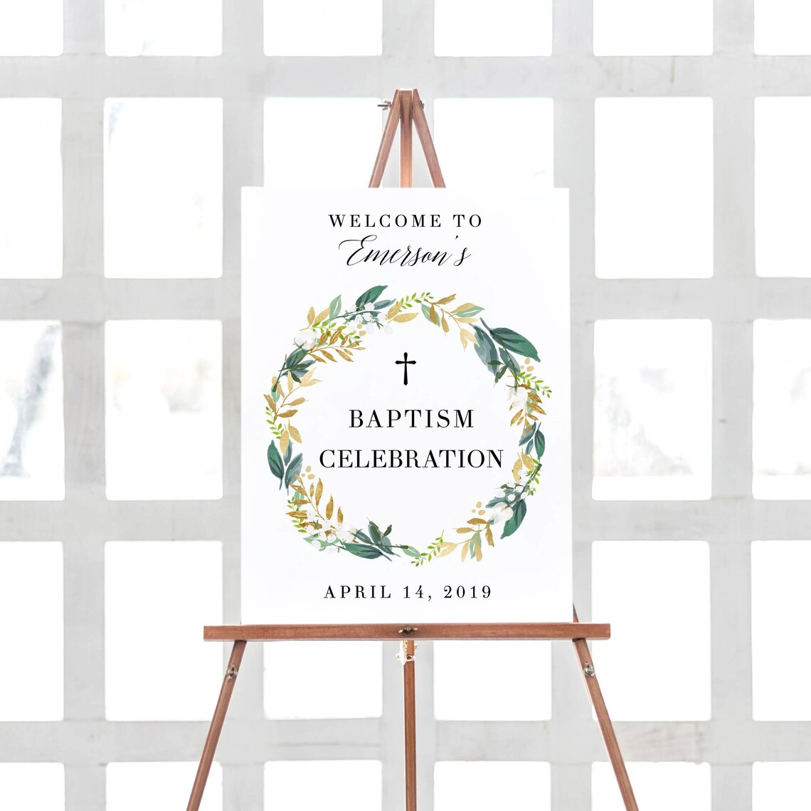 Welcome Baptism Sign Baptism Welcome Sign Leaves Wreath - Etsy