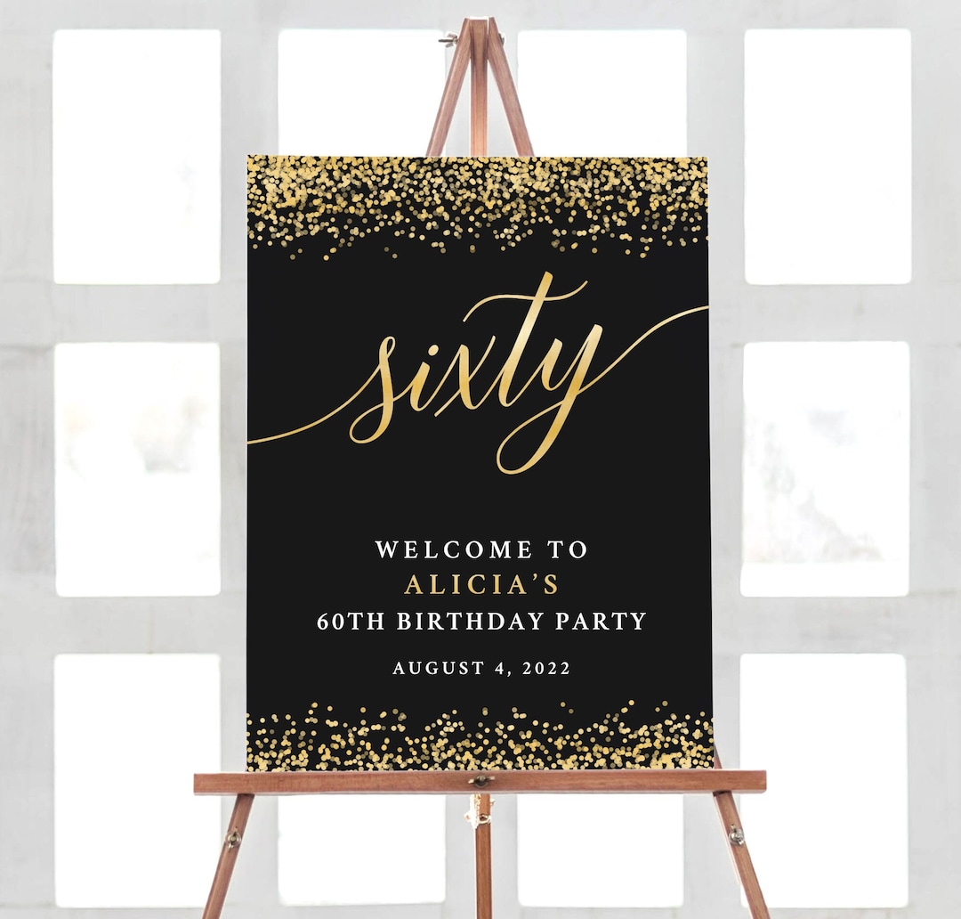 Sixty Birthday Decorations, 60th Birthday Party Sign, Birthday Welcome ...