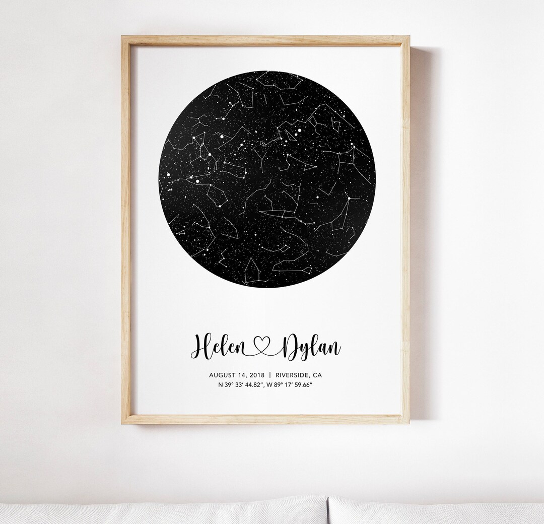 Custom Star Map, Night Sky Print, Wedding Star Map Poster, Couple Gifts ...
