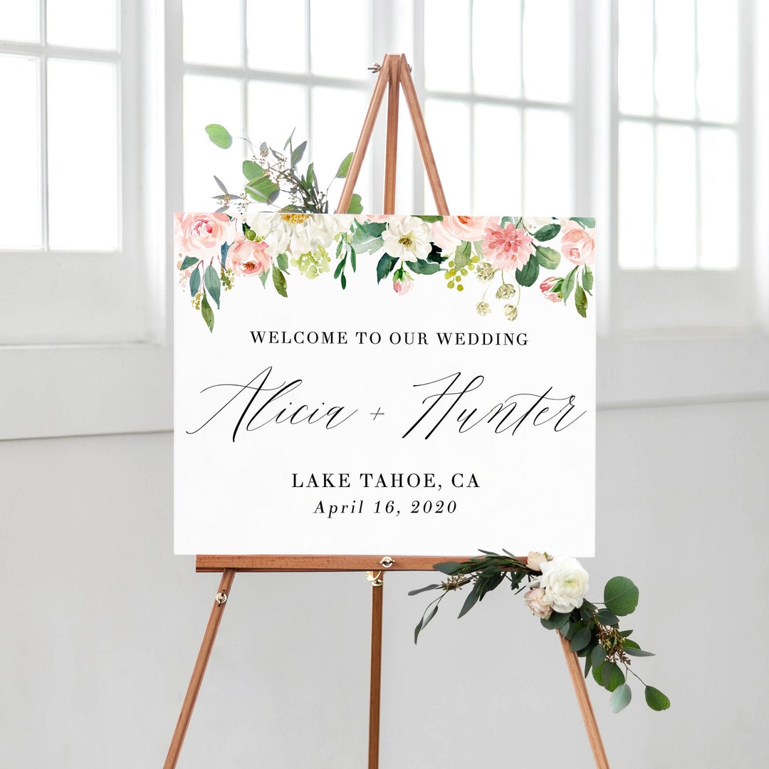 Floral Wedding Welcome Sign Printable, Rustic Wedding Sign, Welcome to ...