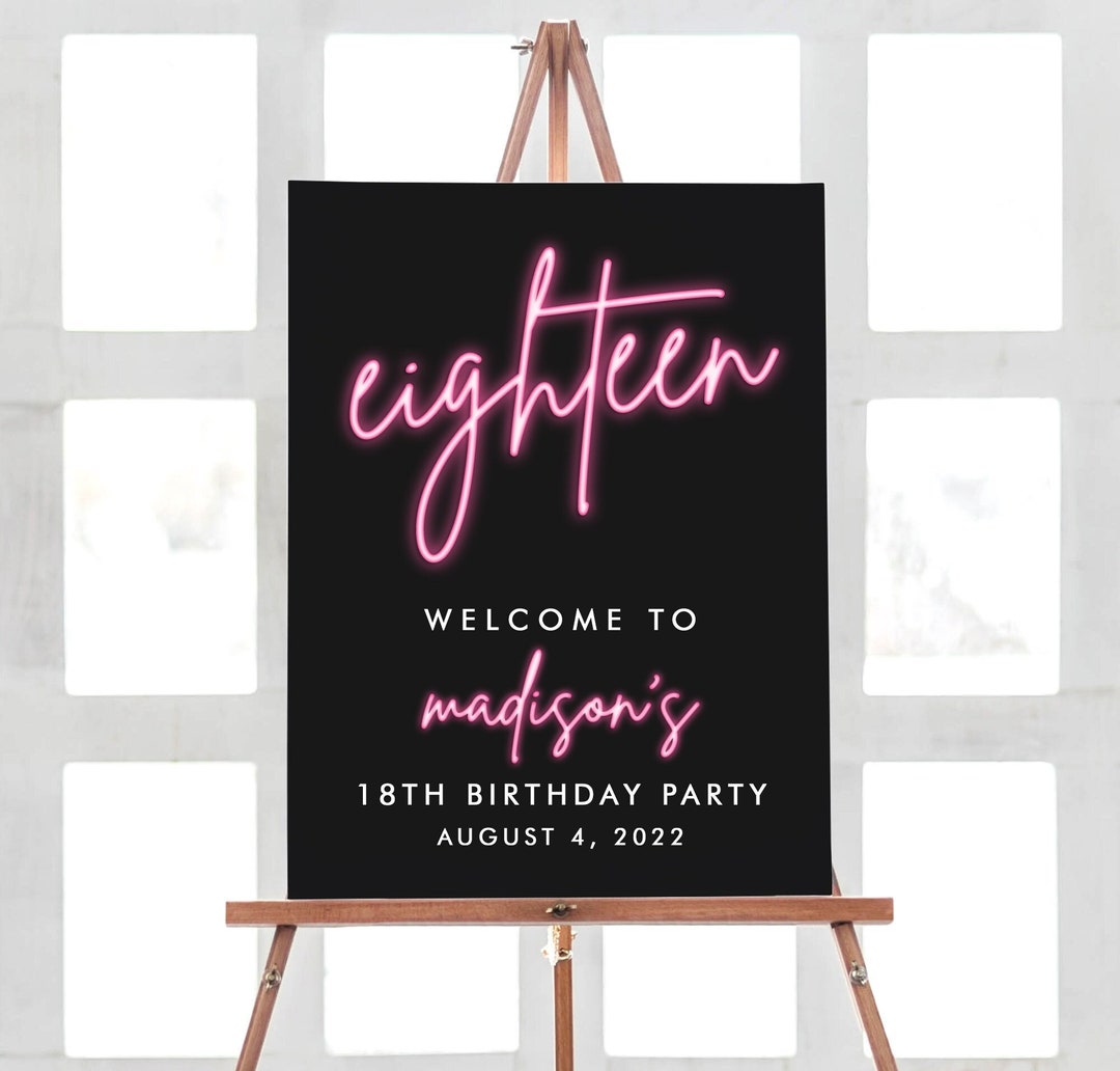 18th Birthday Decorations Sign, Eighteen Birthday Party Custom Birthday ...