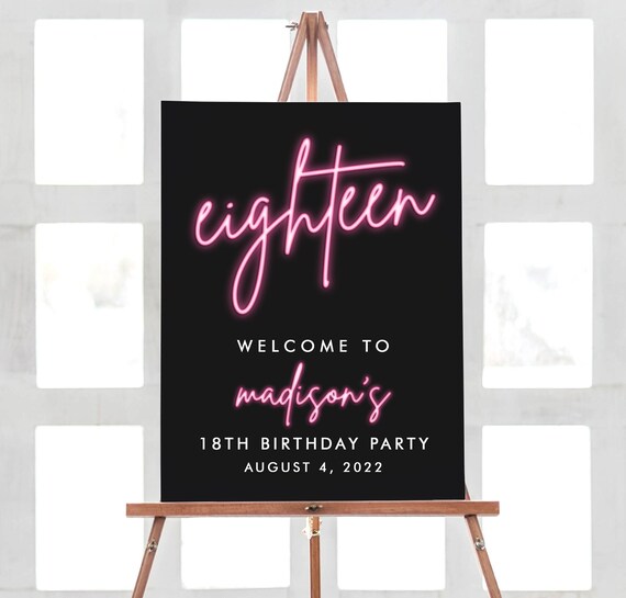 18th Birthday Decorations Sign Eighteen Birthday Party Custom | Etsy