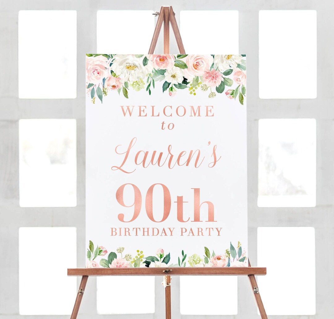 Birthday Party Sign, 90th Birthday Party Decorations, Birthday Welcome ...