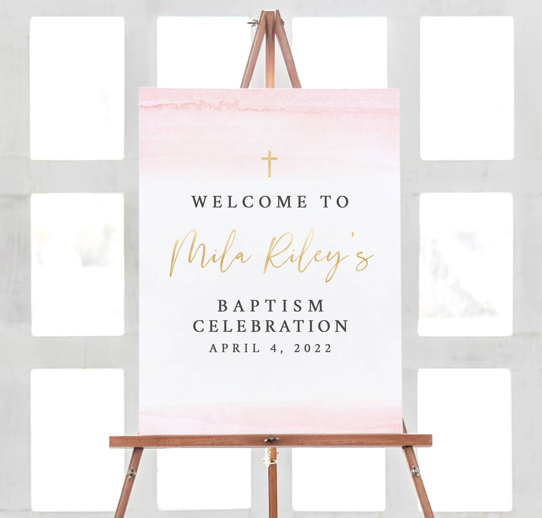 Baptism Decorations, Rustic Baptism Decor, Welcome Baptism Watercolor ...