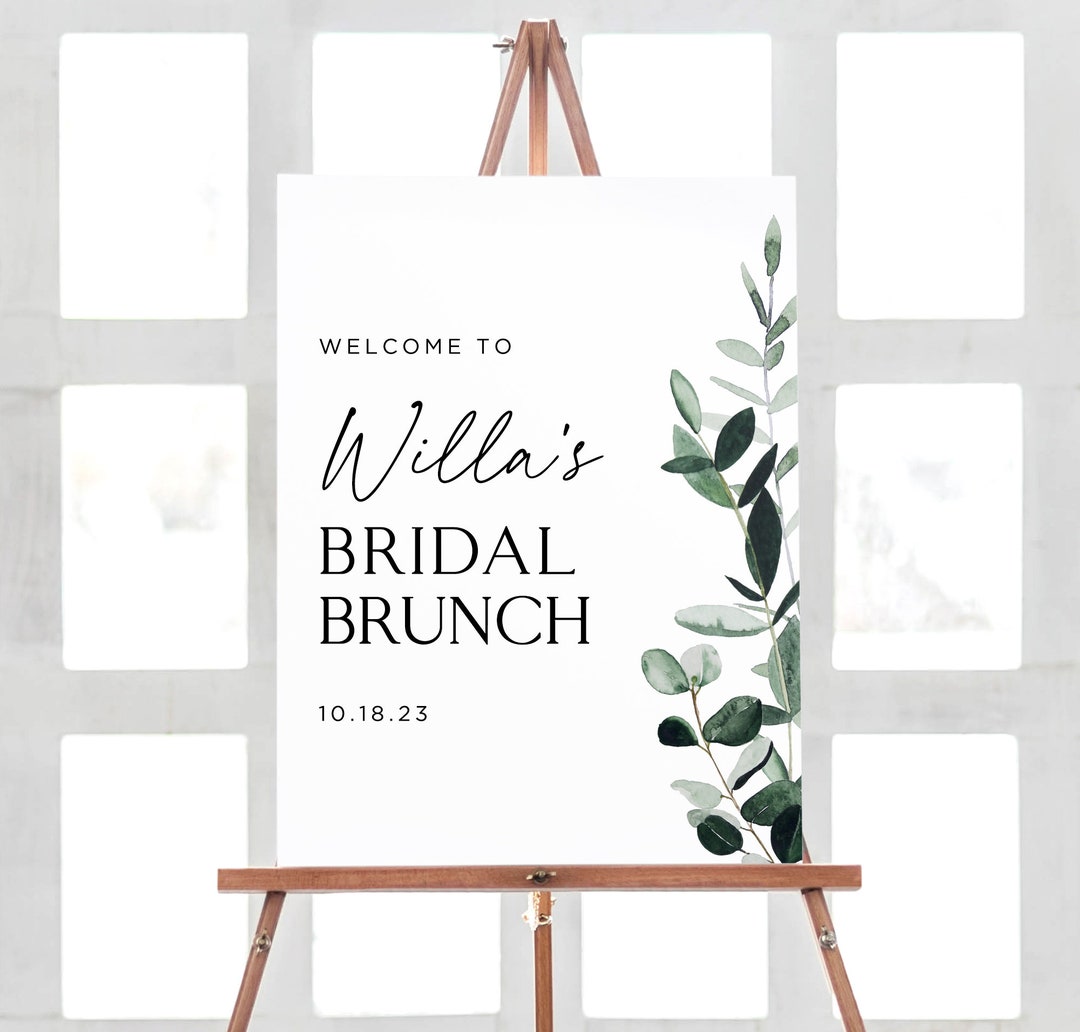 Bridal Brunch Welcome Sign, Eucalyptus Bridal Shower Welcomesign ...
