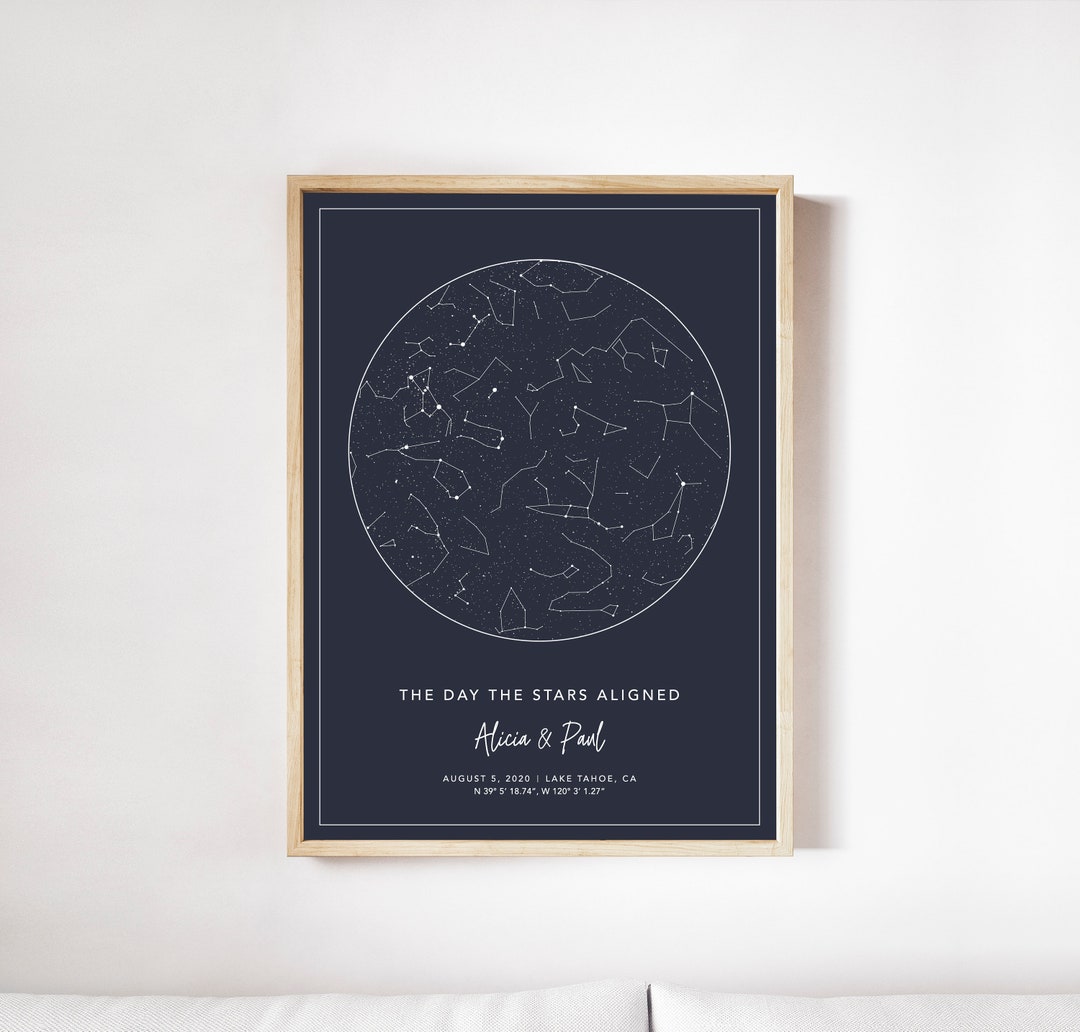 Night Sky Print, Custom Constellation Map, Digital Star Map by Date ...