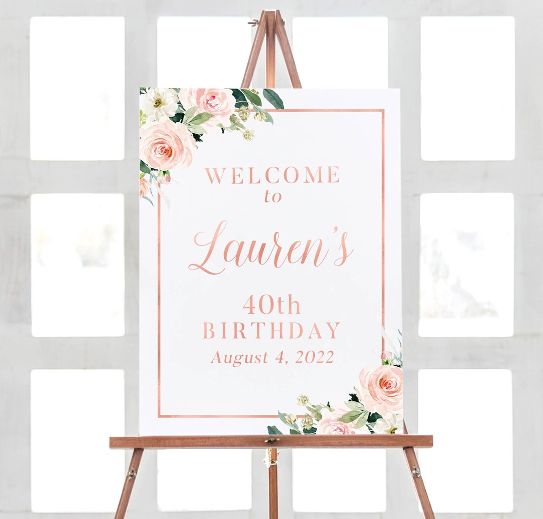 40th Birthday Welcome Sign Custom Birthday Party Decorations - Etsy