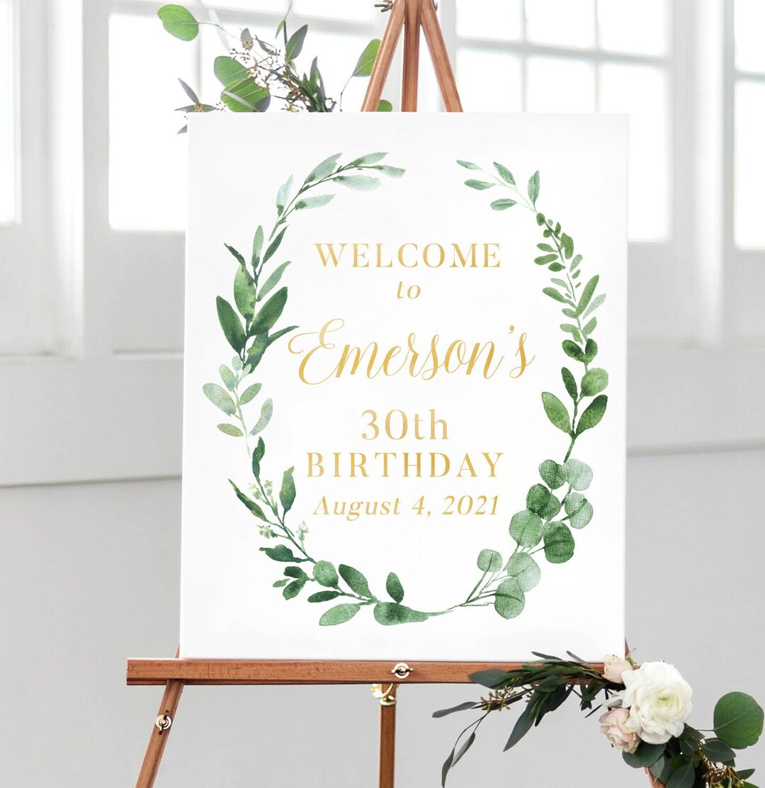Welcome Birthday Party Sign Printable, 30th Birthday Decorations ...