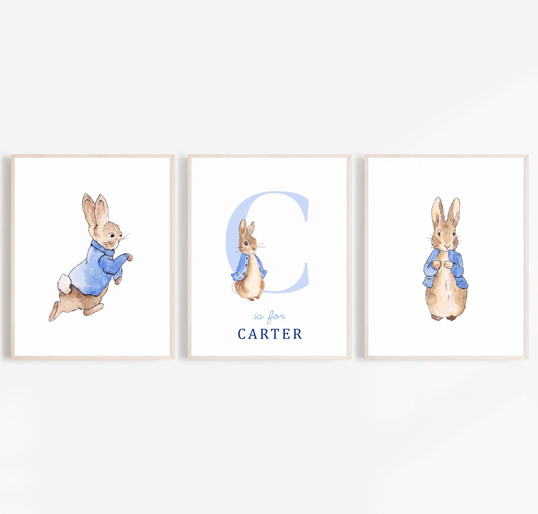 Peter Rabbit Nursery Letter, Set of 3 Nursery Prints, Initial Print ...