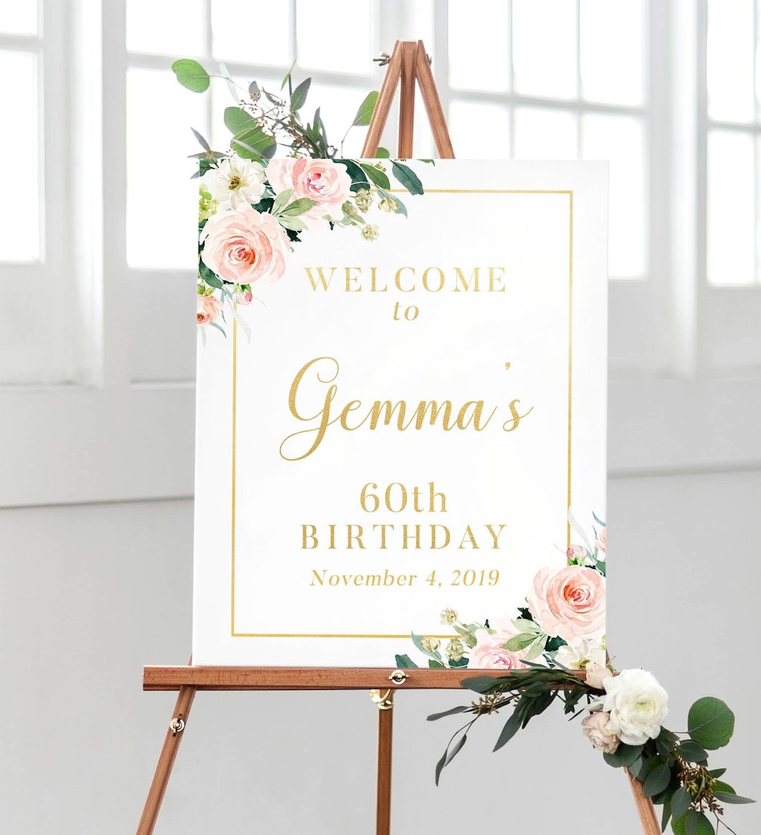 Welcome Birthday Party Sign, Birthday Welcome Sign Party, 60th Birthday ...