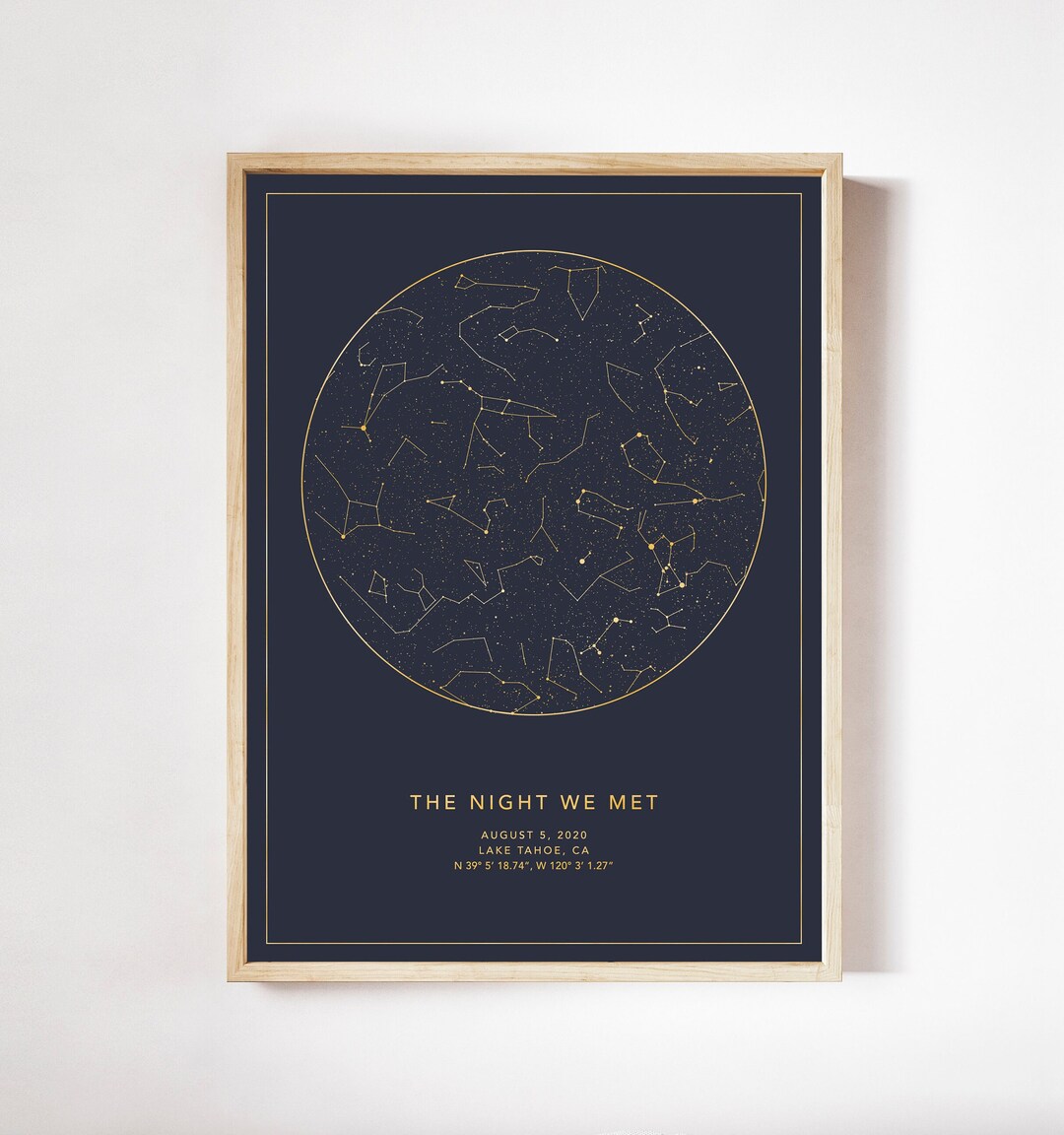 Night Sky Print by Date, Constellation Map Christmas Gift, Printable ...