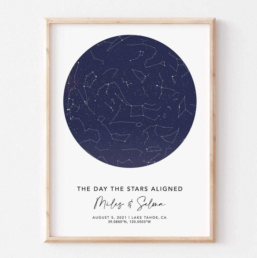 Birth Star Map by Date, Personalized Star Map, Night Sky Print, Couples ...